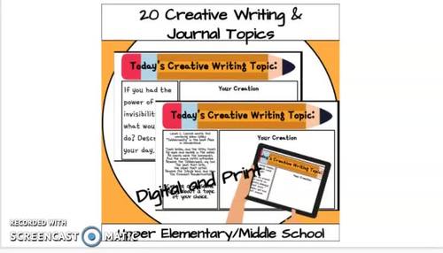Writing & Journal Topics- Creative Writing/Journal Activity by CLS2021