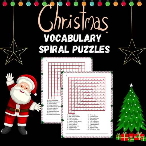 Christmas Vocabulary Spiral Puzzles - December Activities | TPT