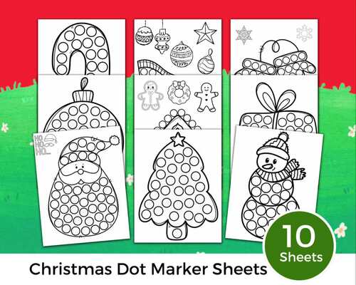 Christmas Dot Marker Coloring Page Preschool Holiday Activity Mats ...