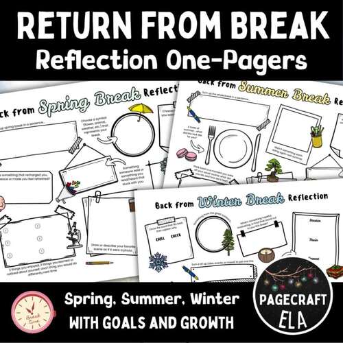 Reflective Spring, Summer, Winter Break One-Pagers | Inclusive SEL Activity