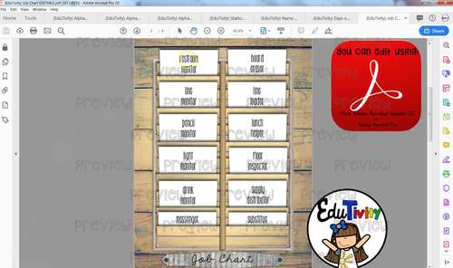 Job Chart {Farmhouse Decor} EDITABLE by EduTivity | TPT