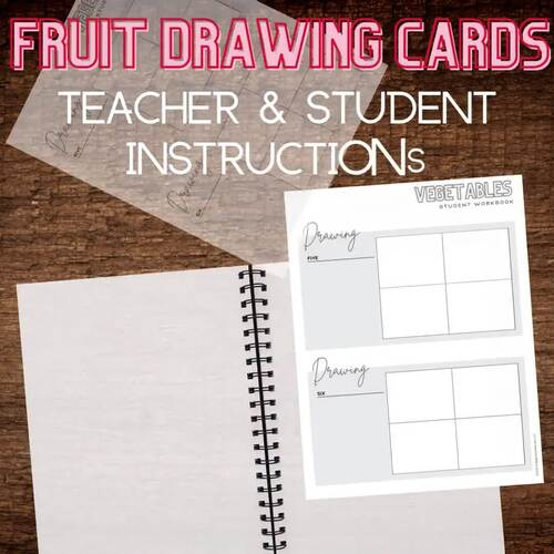 Fruits Drawing Task Cards & Sketchbook, High & Middle School Art Drawing