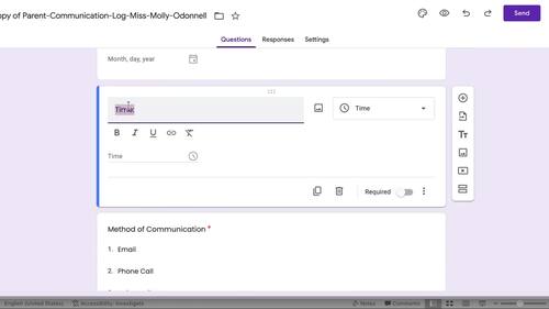 Parent Communication Log | Digital Parent Contact Tracker | Google ...