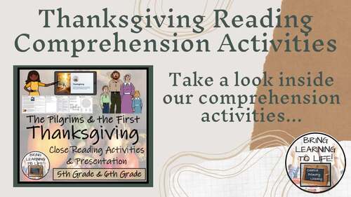 The Pilgrims & First Thanksgiving Close Reading Comprehension | 5th–6th ...