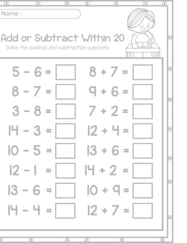 Mixed addition and subtraction to 20 | Mixed addition and subtraction ...