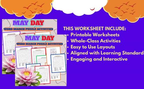 May Day Word Search Puzzle Adventure Activities 2nd,3rd,4th,5th,6th,Grade