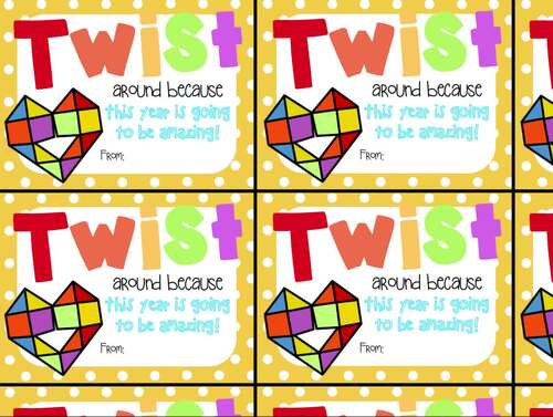 Twist Snake Cube/ Puzzle Beginning of Year Gift Tag- Twist around ...