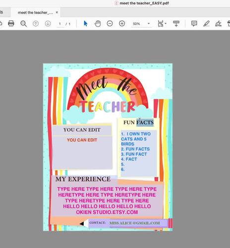 EDITABLE Meet The Teacher Template, Bright Rainbow Meet The Teacher Letter