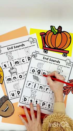 Autumn Fall Ending Sounds Worksheets Kindergarten 1st Grade | TPT