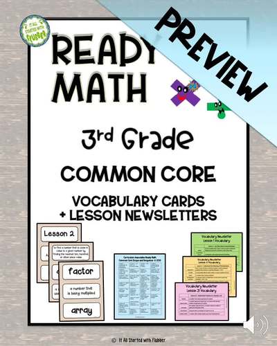 3rd Grade Ready Math Vocabulary Cards COMMON CORE Scope & Sequence