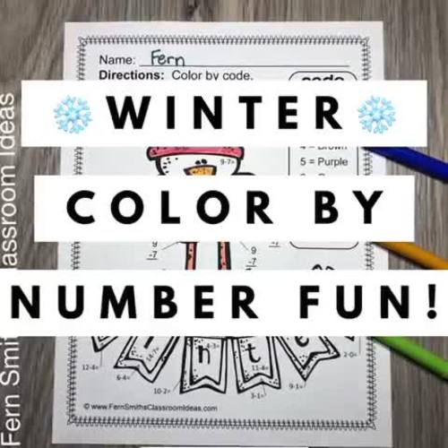 Winter Color By Number Subtraction by Fern Smith's Classroom Ideas