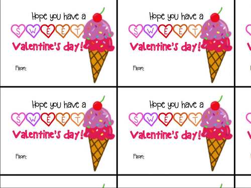 Ice Cream Valentine's Day Gift Tag- Hope you have a sweet Valentine's Day!