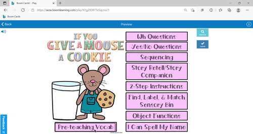 Give A Mouse A Cookie Book Buddy BOOM Cards by Petite Speech Geek