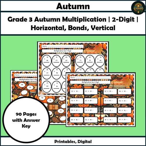 Grade 3 Autumn Multiplication Math 2 Digit Fact Missing Number Bond