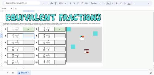 Equivalent Fractions Digital Mystery Puzzle Pixel Art | 4.NF.1 | TPT