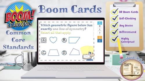 Recognize Line of Symmetry in Geometric Figures: Boom Cards 4.G.3