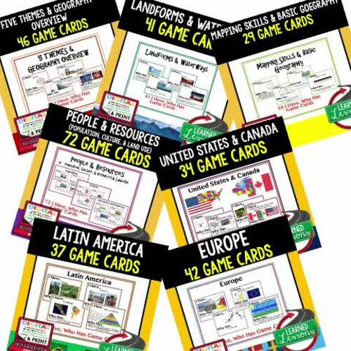 United States and Canada Game Cards, Geography Test Prep, Distance Learning