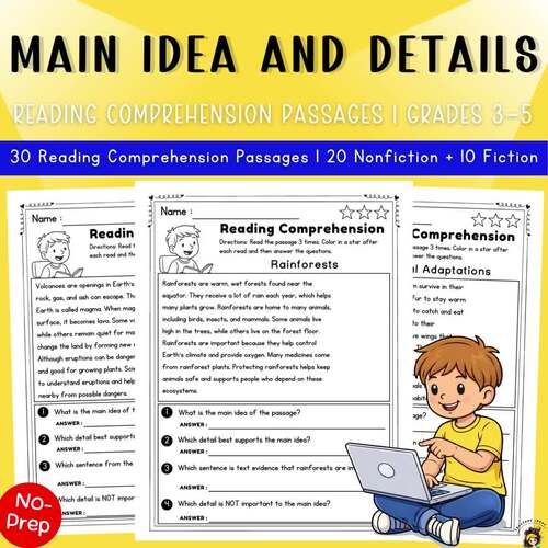 Main Idea and Details Reading Comprehension Passages | Grades 3–5