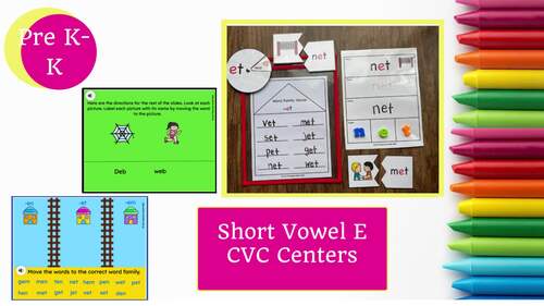 CVC Short Vowel E Activities | PreK and Kindergarten by Joy's Classroom ...