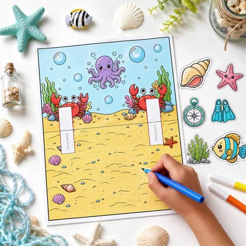 Ocean Scene Pop-Up Craft, Ocean Animal Cut & Paste, Under the Sea Craft ...