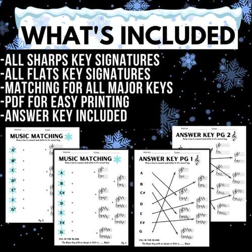 Winter Music Matching Key Signature Activity → All Major Keys | No Prep