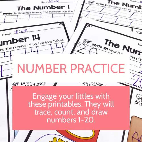 Number Worksheets for Counting & Handwriting Practice 0-20 (Write ...