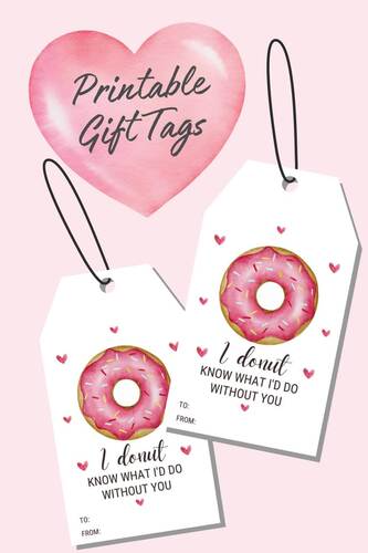 Printable Donut Valentine's Day Treat Tags | Appreciation Gift Tags