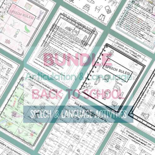 Back to School Articulation & Language Speech Activities Bundle | TPT