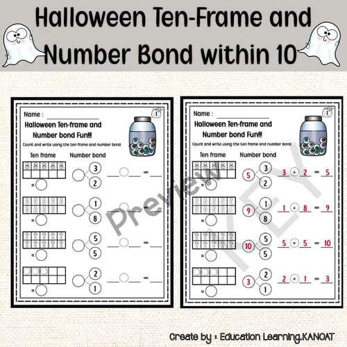 Halloween Ten-Frame and Number Bond within 10|Counting & Number Sense ...