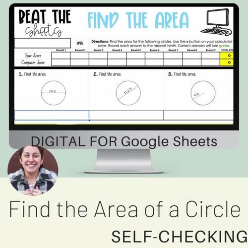 Find the Area of a Circle: Beat the Sheets Self-Checking Activity