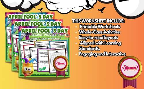 April Fools Word Search Puzzle, Easter, Spring Math Riddle 3rd,4th,5th ...