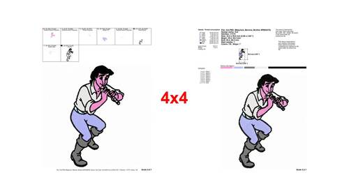 Disney's Prince Eric playing flute classic character embroidery designs ...