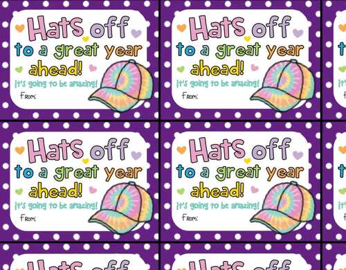 Cute Hat (Cap) Beginning of Year Gift Tag- Hats off to a great year ahead!