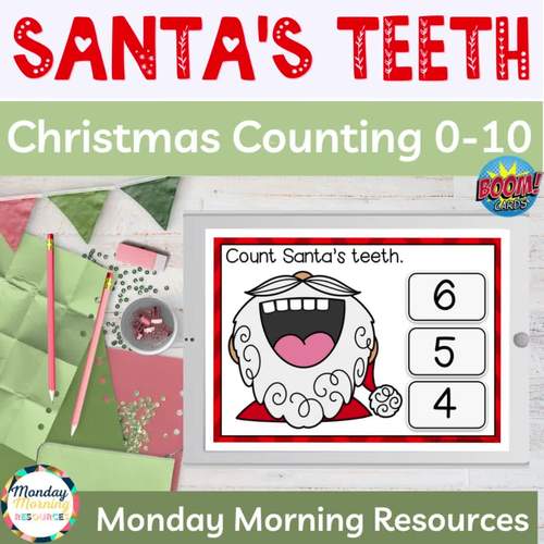 Christmas Math Counting Santa's Teeth - Numbers 0-10 Boom Cards™ ACMNA002