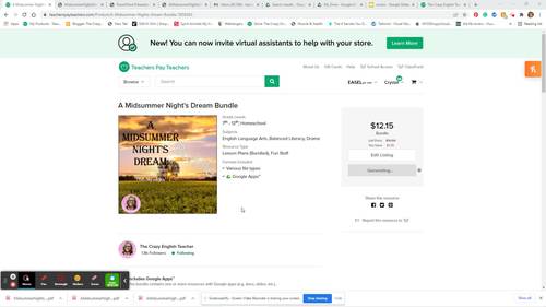 A Midsummer Night's Dream Bundle of Lessons Unit by The Crazy English ...