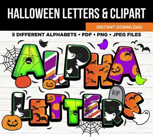 Halloween Bulletin Board Letters Classroom Decor Printable PNG PDF Jpeg ...