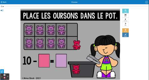 BOOM Cards: Je soustrais de 10 (avec grille de 10) by Mme Bock | TPT