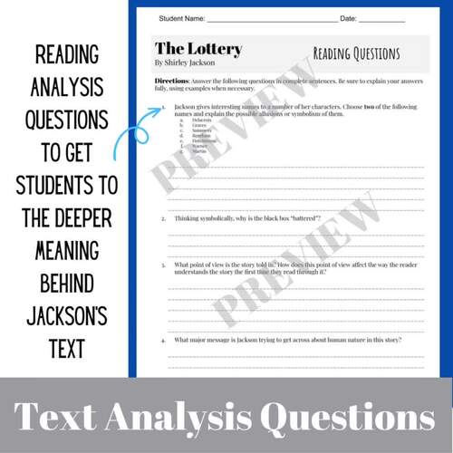 "The Lottery" Study Guide by The Literary Catalyst | TPT