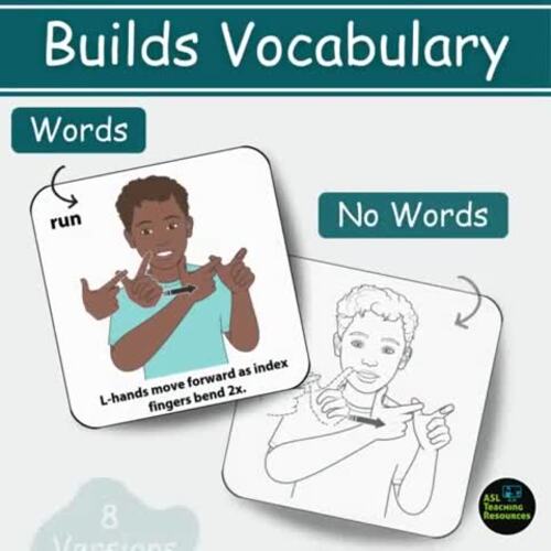 ASL Sign Language Flashcards Actions Visual Picture Cards | TPT