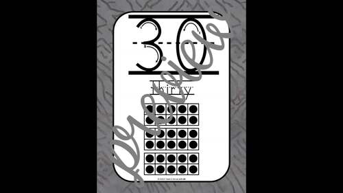 Number Posters 0-30 with Ten Frames Zoo Animal Elephant Print Classroom ...