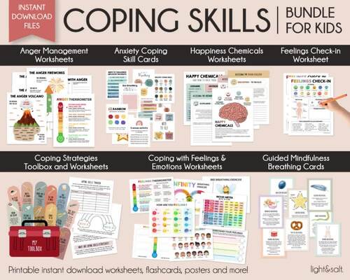 Coping skills bundle for kids and teens, mental health bundle | TPT