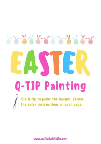 Easter Q-TIP Painting for kids, Easter Q-TIP Fine Motor Activity For Kids