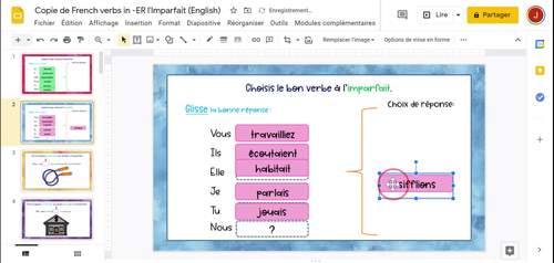 L'IMPARFAIT French verbs in ER Review Conjugation French Core French ...