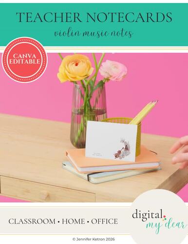 Editable Music Teacher Notecards | Printable Teacher Encouragement Cards