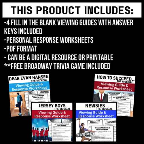 Boys On Broadway Bundle → 4 Musical Theatre Viewing Guides & Response ...