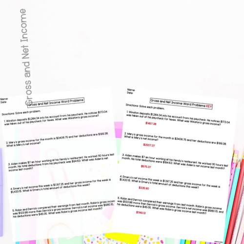 Texas Financial Literacy Word Problems Income/Budget/Expenses | 5th Grade