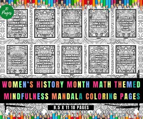 Women History Month Math Activities, ELA Morning Work, SEL Coloring Pages