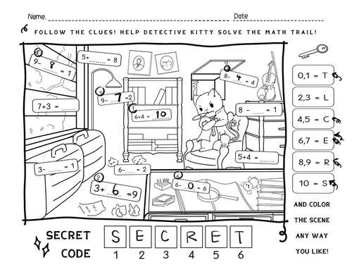 Math to Mystery Word Detective Kitty,addition and subtraction problems ...