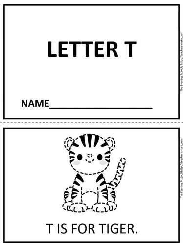 Letter T tracing and coloring emergent reader for pre-K, K, homeschool ...