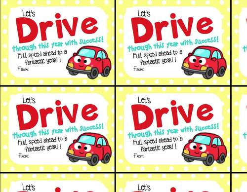 Car Fidget Toy Beginning of Year Gift Tag- Let's Drive through this ...